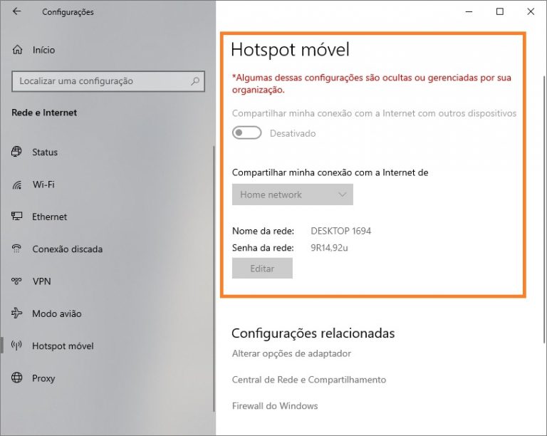Como desativar a função de hotspot móvel no Windows 10 - WinNotas.com.br