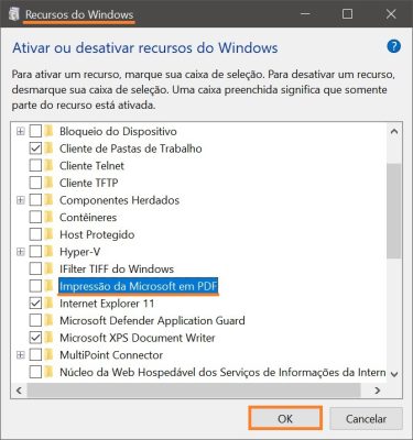 Como ativar/desativar o Impressão da Microsoft para PDF (Microsoft ...