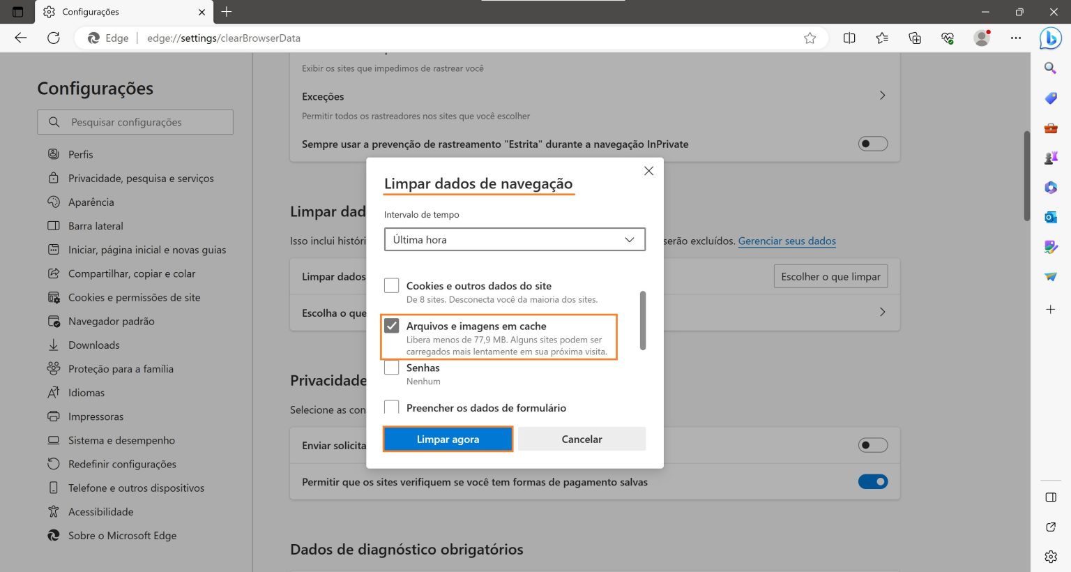 Como limpar o cache do Microsoft Edge - WinNotas.com.br