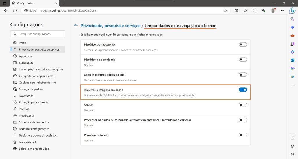 Como limpar o cache do Microsoft Edge - WinNotas.com.br
