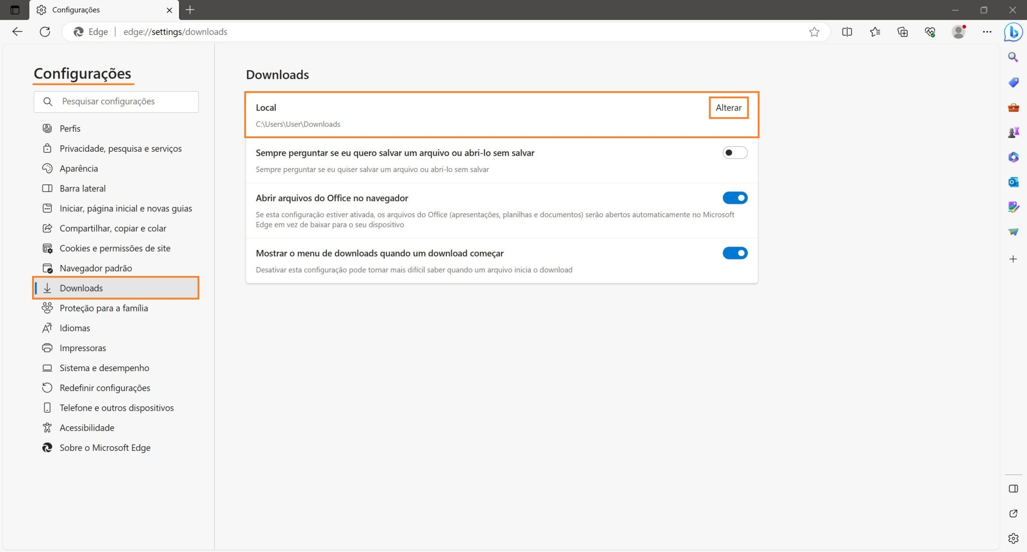 Como alterar a pasta de downloads no Microsoft Edge - WinNotas.com.br