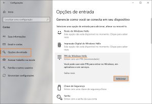 Como definir/alterar o PIN na conta do Windows 10 - WinNotas.com.br