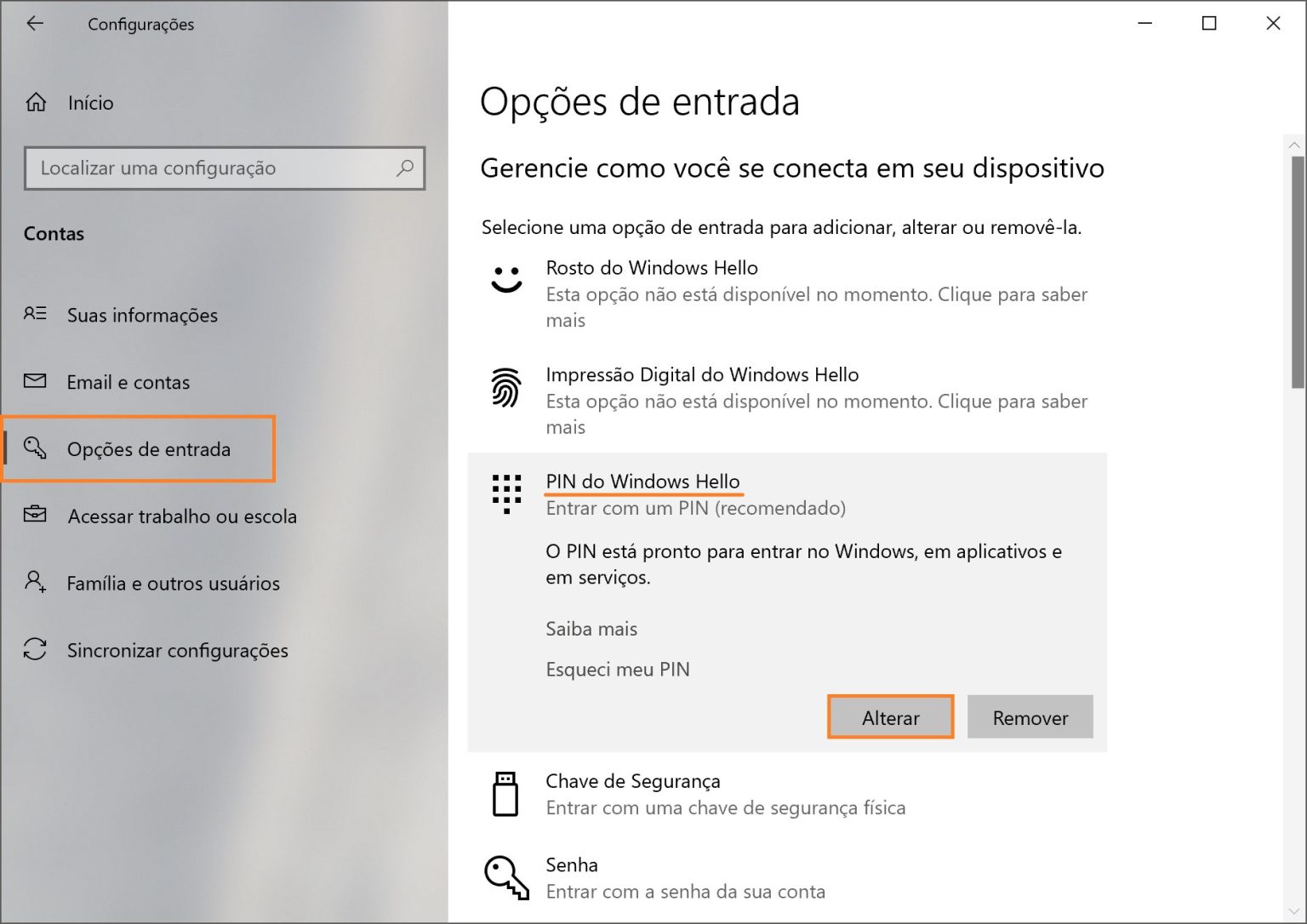 Como definir/alterar o PIN na conta do Windows 10 - WinNotas.com.br