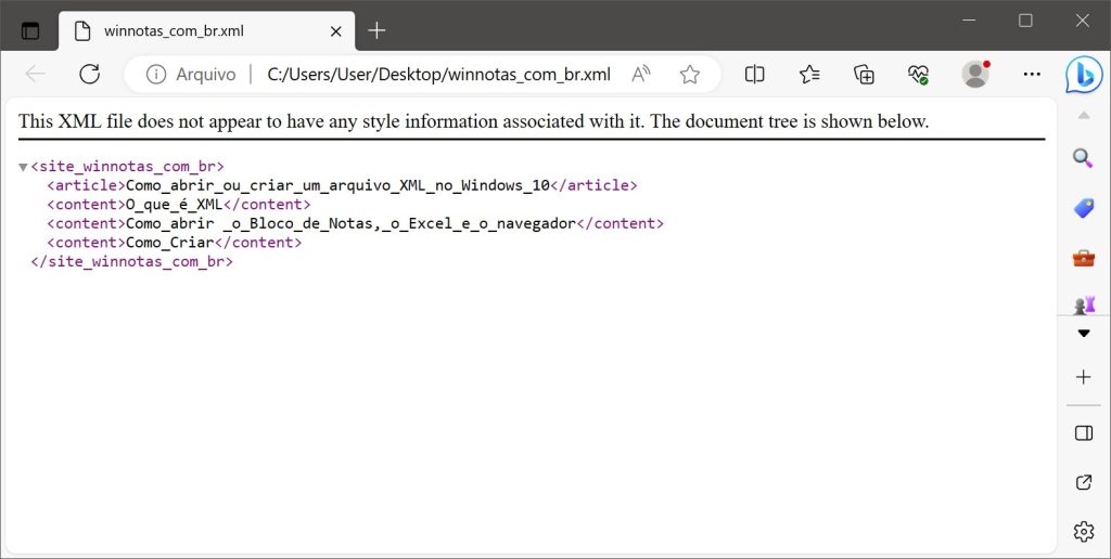 Como abrir/criar um arquivo XML no Windows 10 - WinNotas.com.br