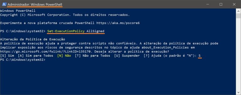 Windows PowerShell. Execução de scripts foi desabilitada neste sistema ...