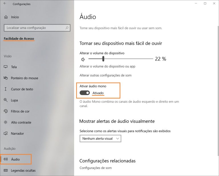 Como ativar o áudio mono no Windows 10 - WinNotas.com.br