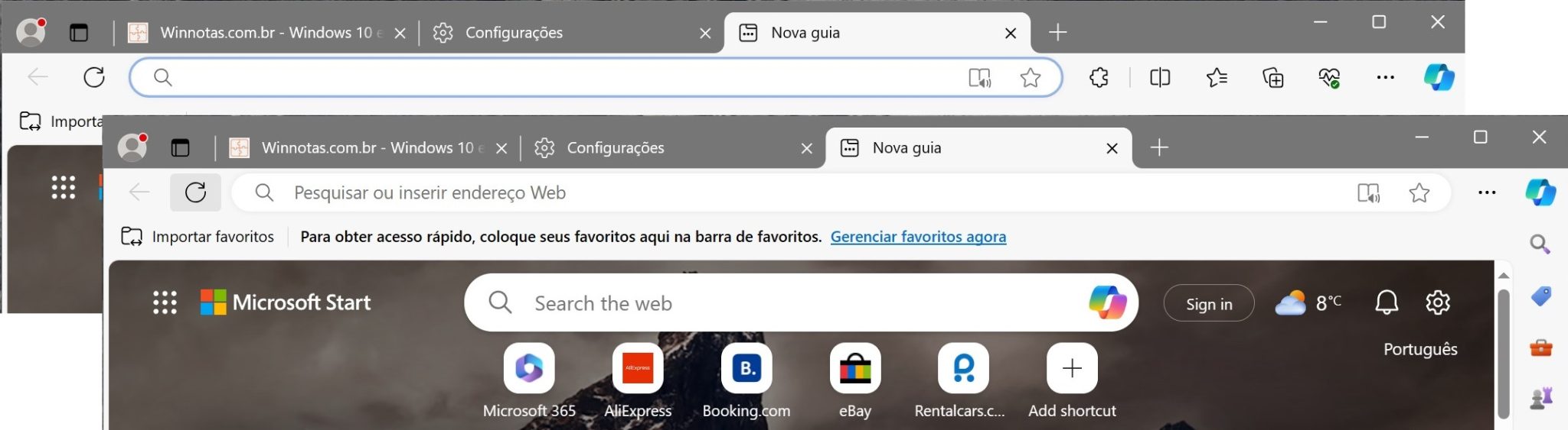 Como personalizar a barra de ferramentas no Microsoft Edge - WinNotas ...